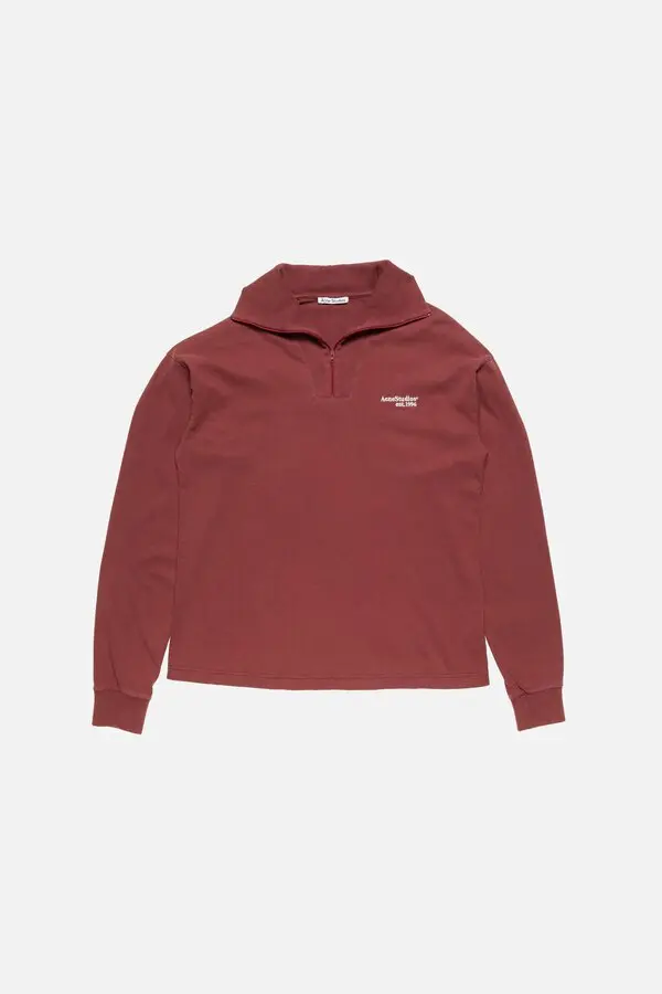 Acne Studios Zip-up Funnel Neck Sweatshirt - Maroon Red