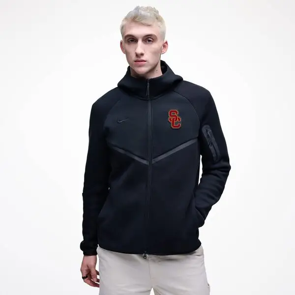 Nike Usc Trojans Tech Fleece Full-zip Windrunner Hoodie - Black