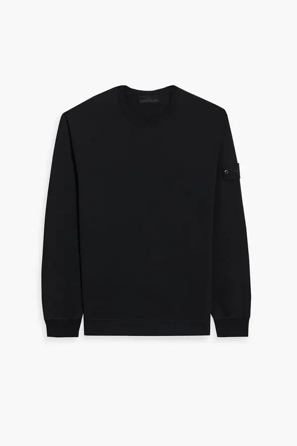 Stone Island Appliquéd Cotton-blend Terry Sweatshirt - Black