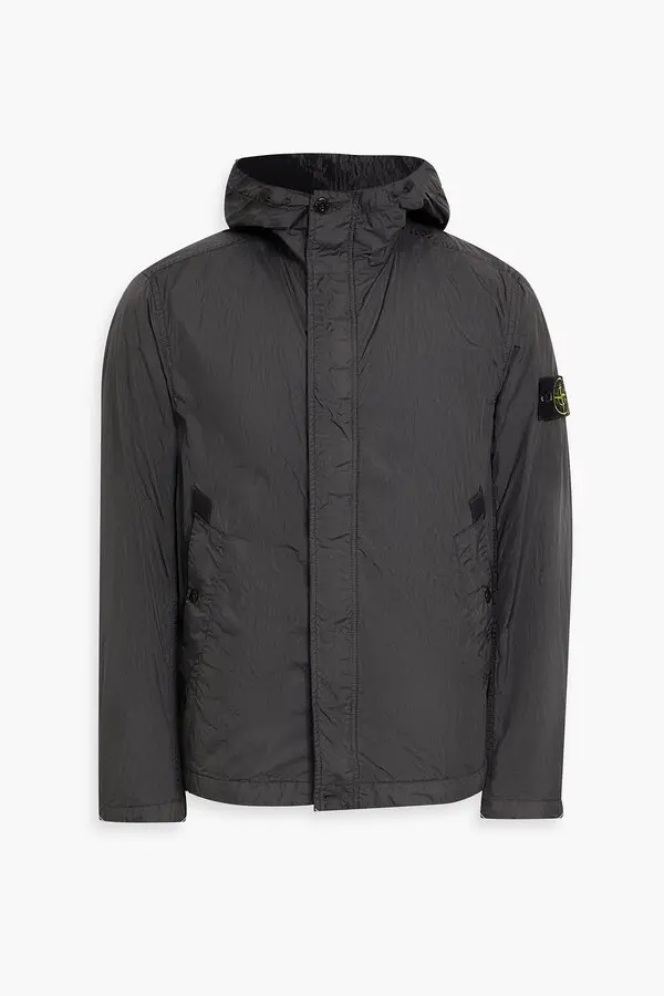Stone Island Appliquéd Shell Hooded Jacket - Dark Gray