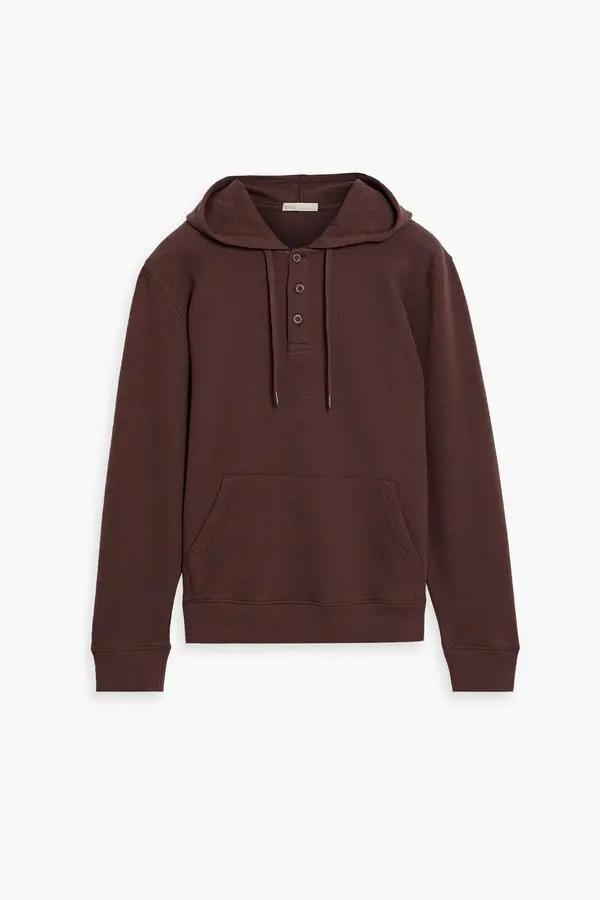 Onia Waffle-knit Cotton-blend Hoodie - Chocolate