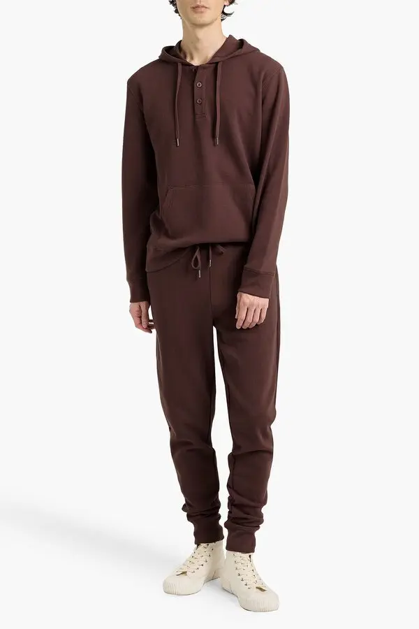 Onia Waffle-knit Cotton-blend Hoodie - Chocolate