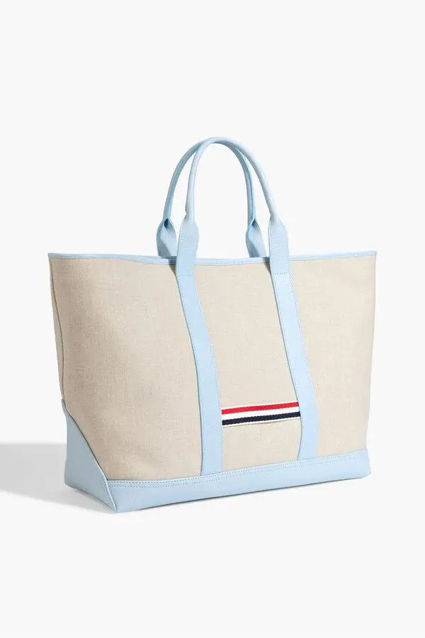 Thom Browne Appliquéd Canvas And Pebbled-leather Tote