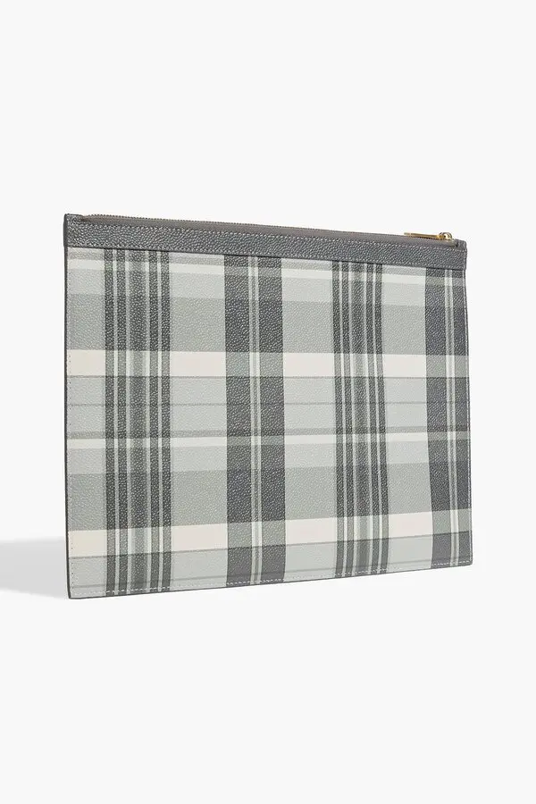Thom Browne Checked Pebbled-leather Pouch