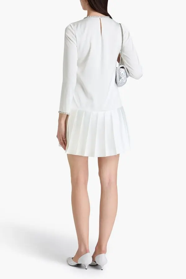 Sandro Pleated Embellished Crepe De Chine Mini Dress