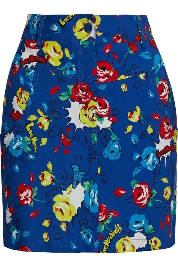 Moschino Printed Crepe Mini Skirt - Indigo