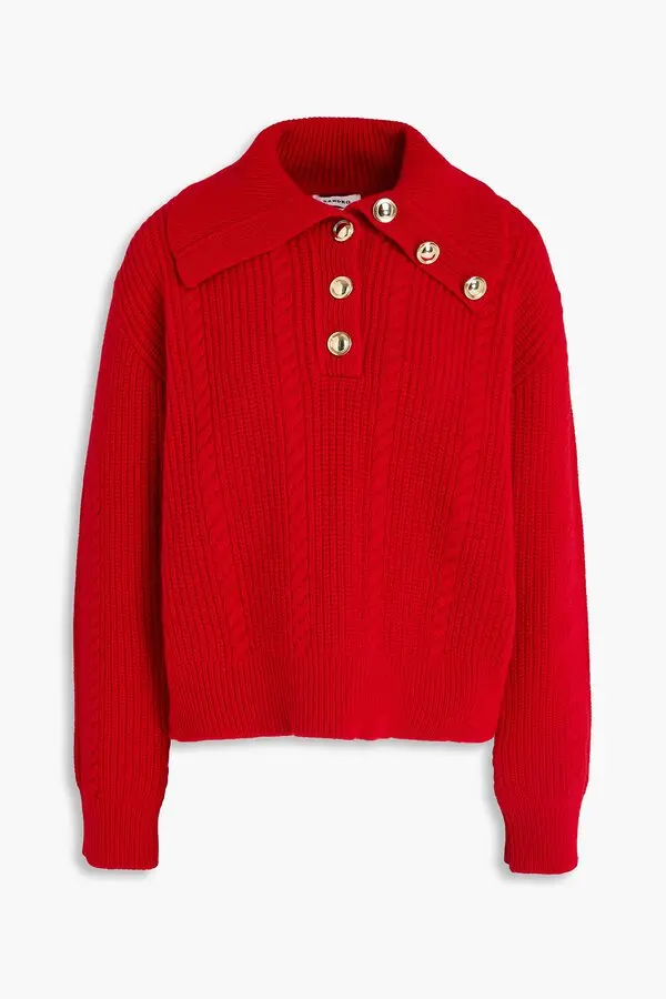 Sandro Cable-knit Wool-blend Polo Sweater