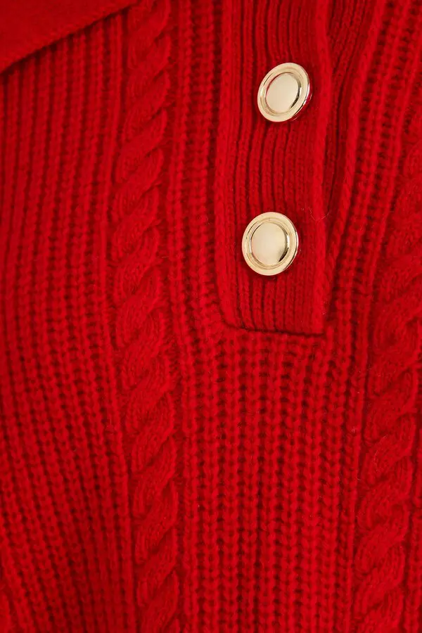 Sandro Cable-knit Wool-blend Polo Sweater