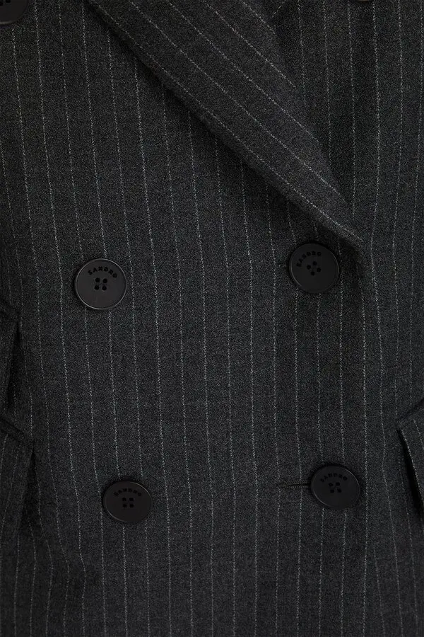 Sandro Double-breasted Pinstriped Wool Blazer