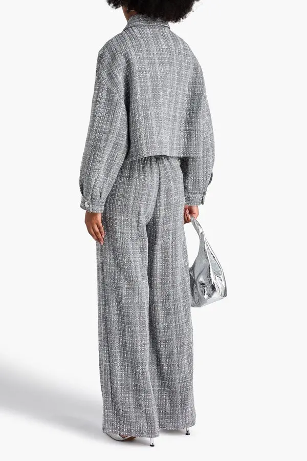 Maje Cropped Sequin-embellished Tweed Jacket