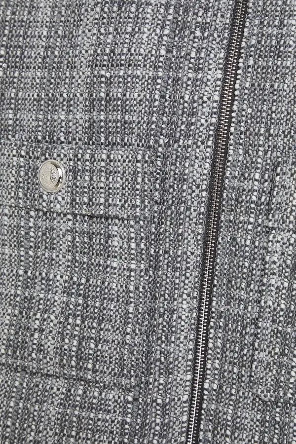 Maje Cropped Sequin-embellished Tweed Jacket