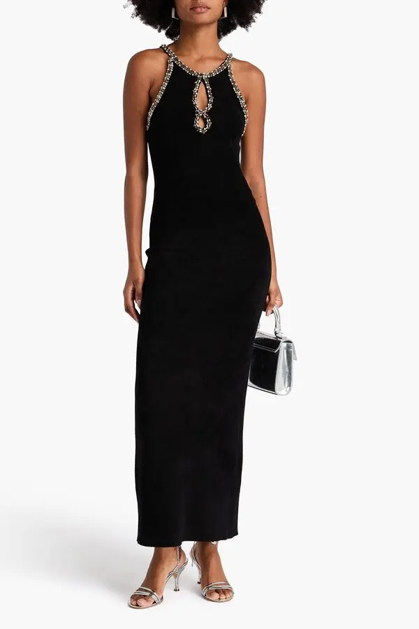 Sandro Crystal Embellished Knitted Maxi Dress