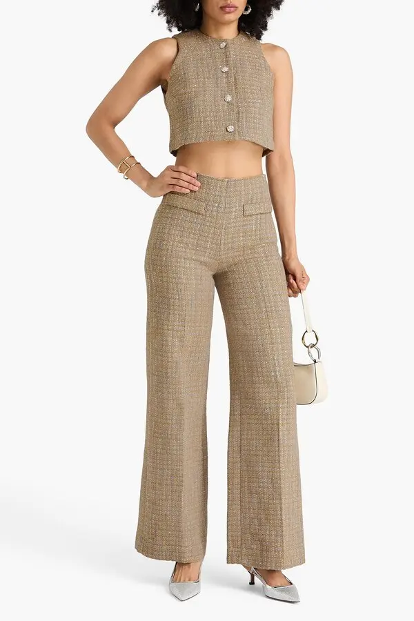 Sandro Cropped Metallic Tweed Top