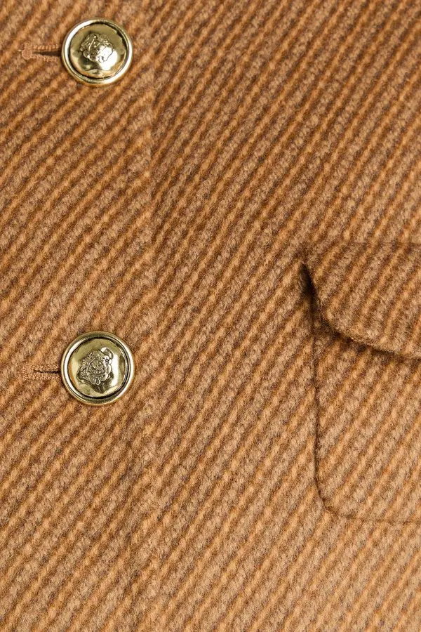 Sandro Striped Wool-blend Felt Cropped Jacket - Light Brown