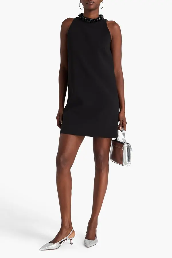 Sandro Embellished Crepe Mini Dress