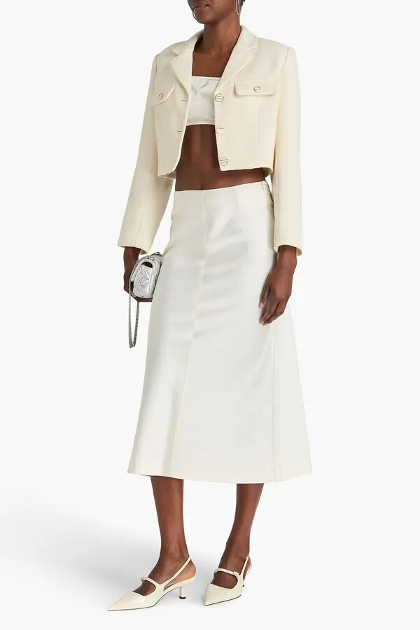 Sandro Cropped Tweed Blazer - Ecru