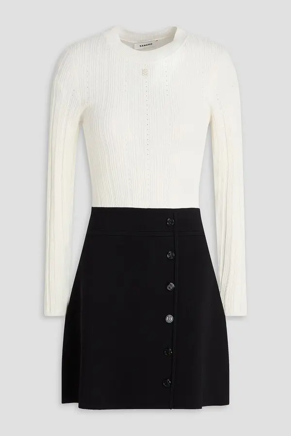 Sandro Cable And Stretch-knit Mini Dress