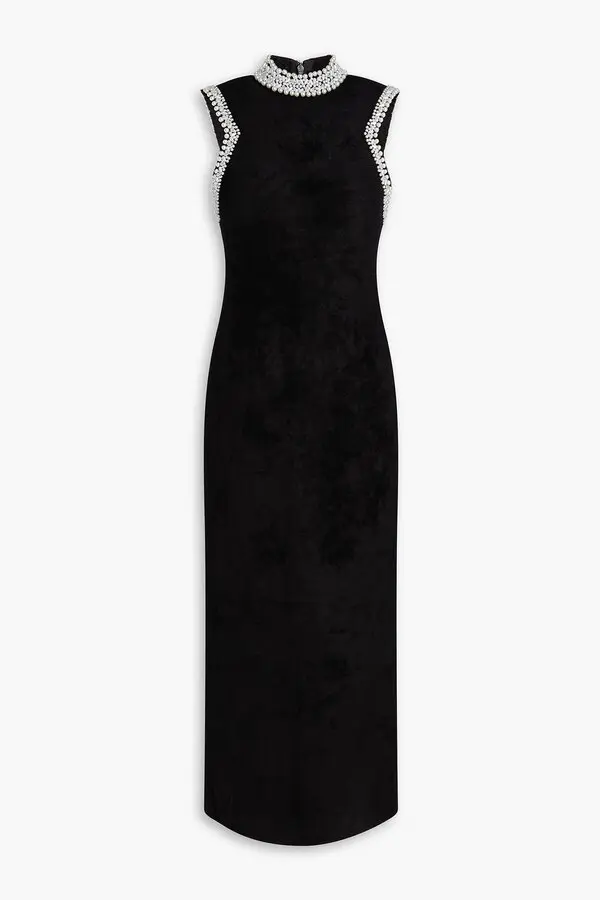 Sandro Bead-embellished Velour Midi Dress