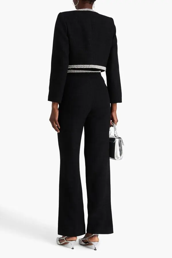 Sandro Cropped Embellished Tweed Jacket