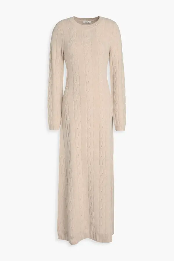 Sandro Cable-knit Wool And Cashmere-blend Midi Dress