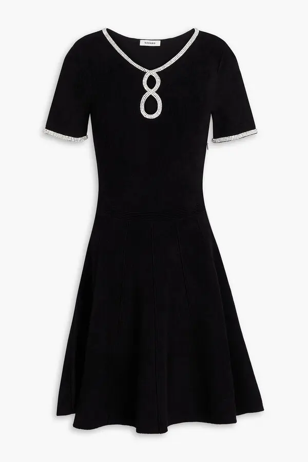 Sandro Crystal-embellished Velvet Mini Dress