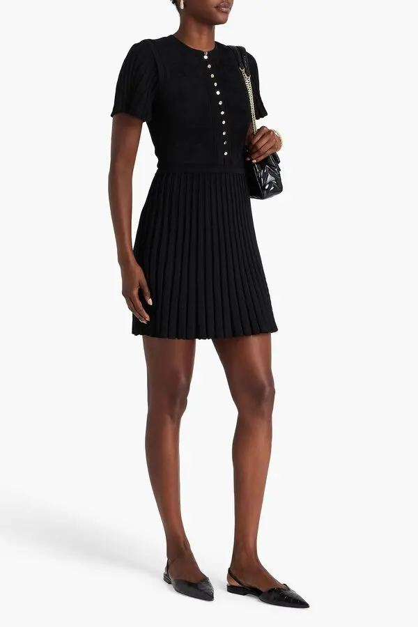 Sandro Chenille And Ribbed-knit Mini Dress