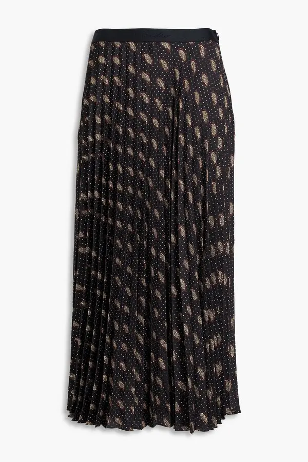 Sandro Pleated Paisley-print Satin-twill Midi Skirt