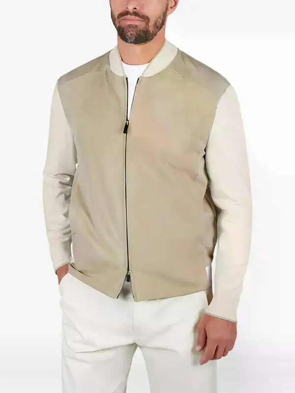 Paul & Shark Aqualeather-panel Bomber Jacket - Neutrals