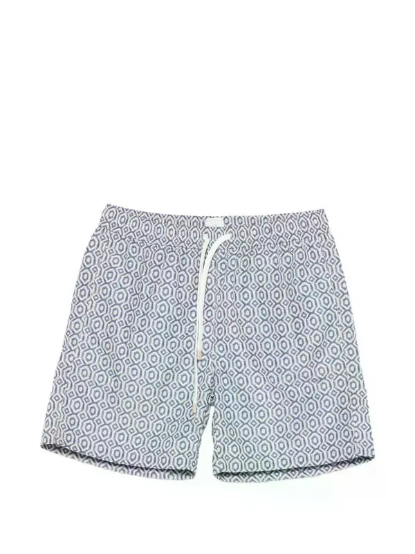 Eleventy Geometric-pattern Swim Shorts - Blue