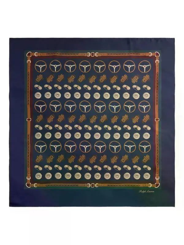 Ralph Lauren Purple Label Automotive-print Silk Scarf - Blue