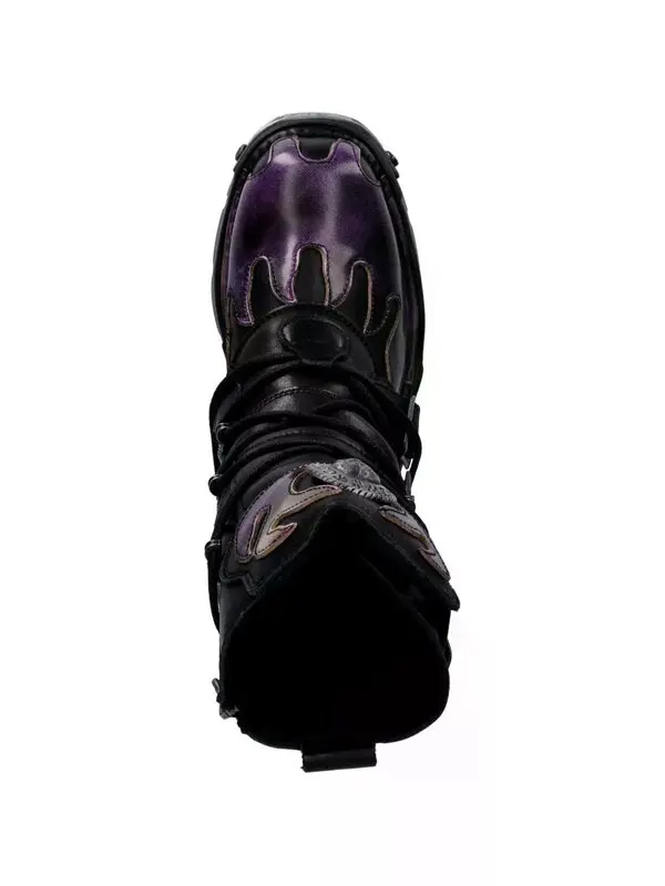 NEW ROCK Flame-design Leather Boots