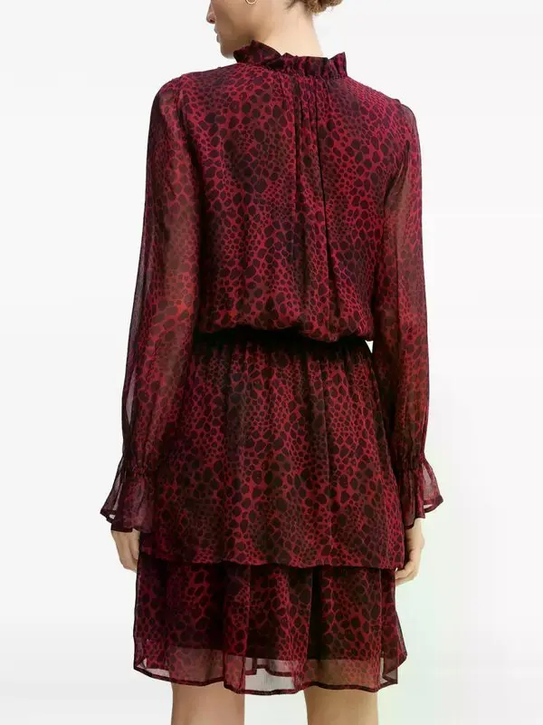 MARC AUREL Animal Print Ruffle Dress