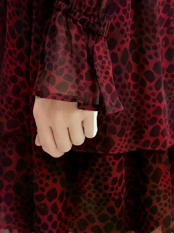 MARC AUREL Animal Print Ruffle Dress