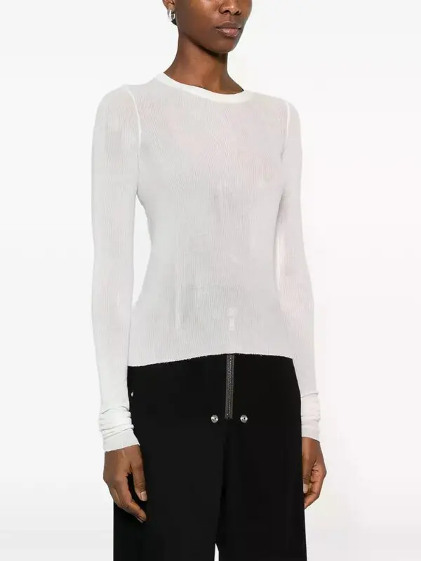 Rick Owens Long-sleeve Ribbed Top - White