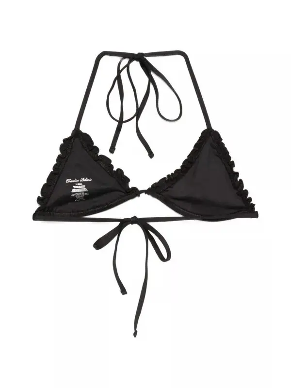 Frankies Bikinis Nick Ruffled Bikini Top - Black
