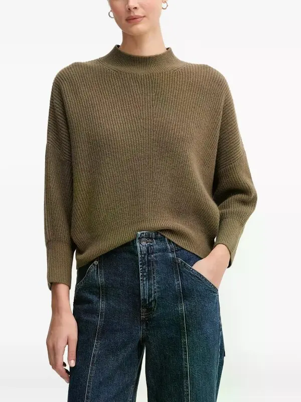 OUI Funnel Neck Ribbed Knit Sweater