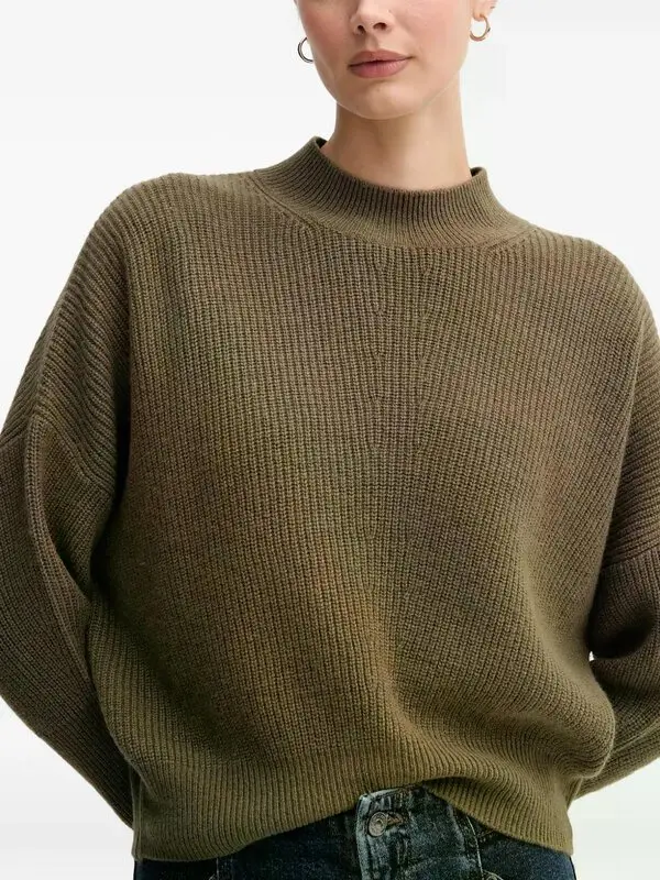 OUI Funnel Neck Ribbed Knit Sweater