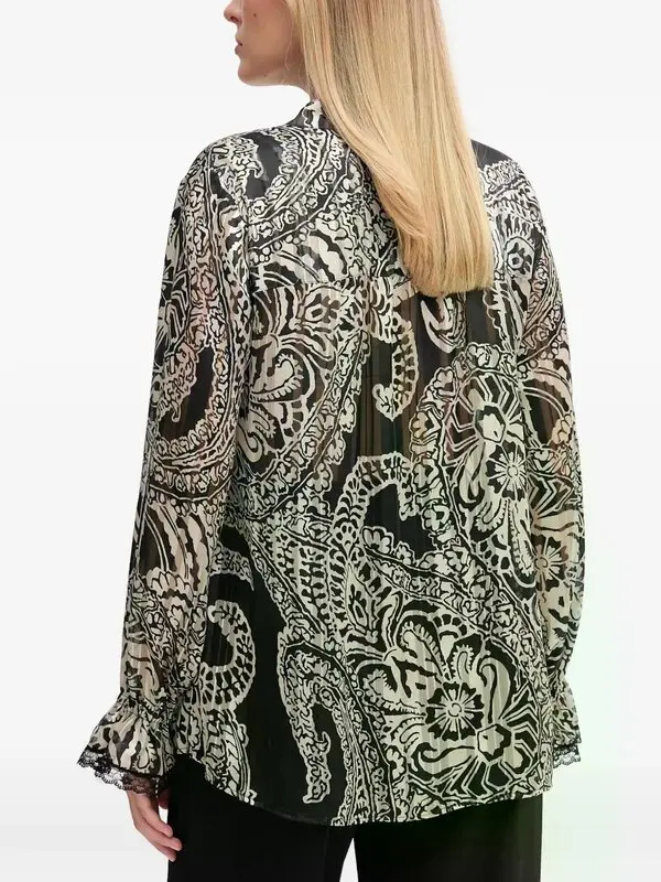 MARC AUREL Paisley Lace Trim Blouse