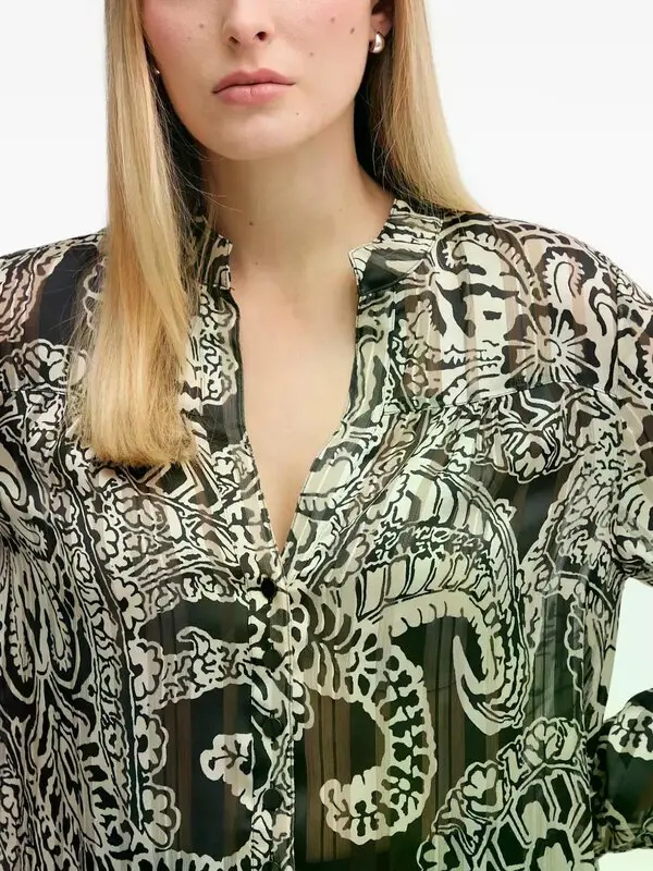 MARC AUREL Paisley Lace Trim Blouse