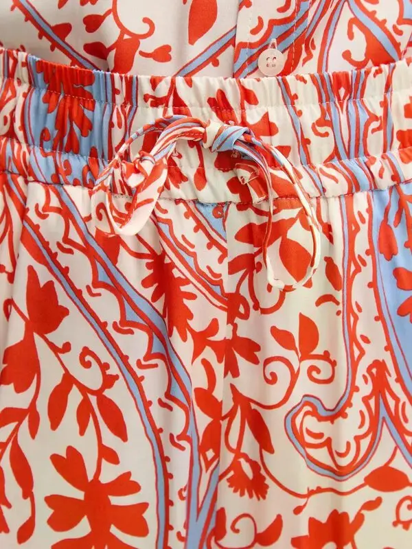 MARC AUREL Floral Print Drawstring Trousers