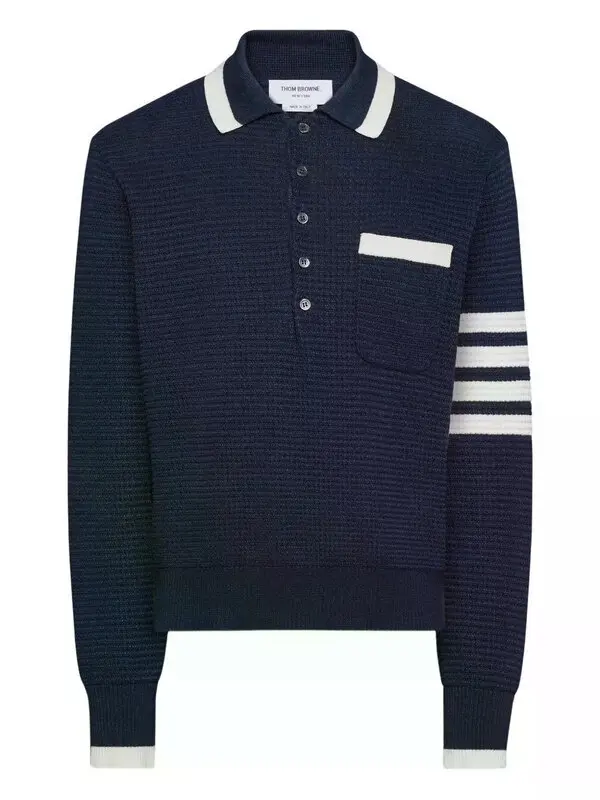 Thom Browne Stitch 4-bar Long-sleeve Polo Shirt