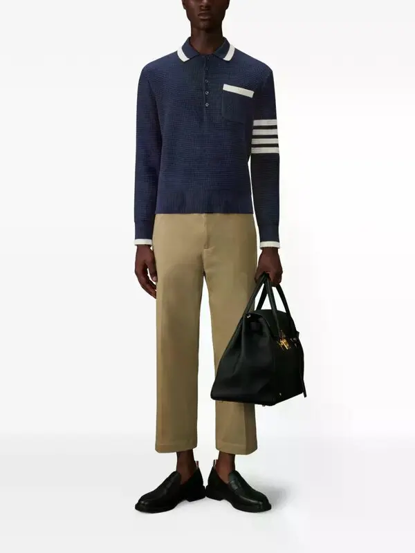 Thom Browne Stitch 4-bar Long-sleeve Polo Shirt