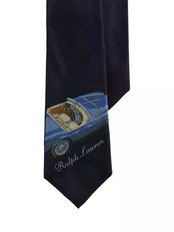 Ralph Lauren Purple Label Printed Automobile Neck Tie - Blue