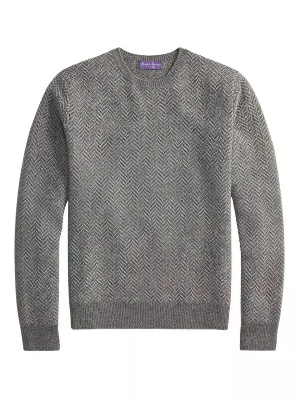 Ralph Lauren Purple Label Herringbone Crew Neck Sweater