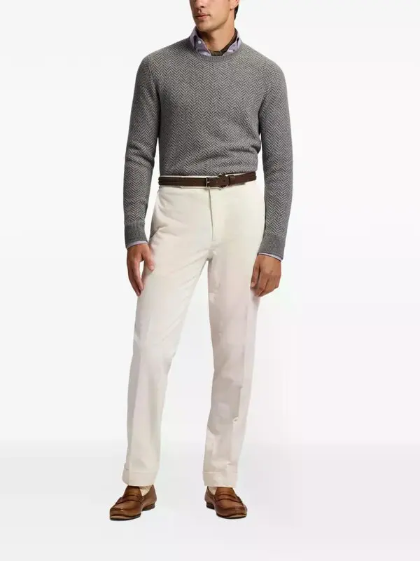 Ralph Lauren Purple Label Herringbone Crew Neck Sweater