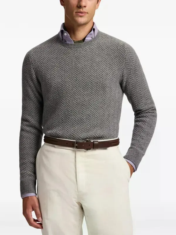 Ralph Lauren Purple Label Herringbone Crew Neck Sweater