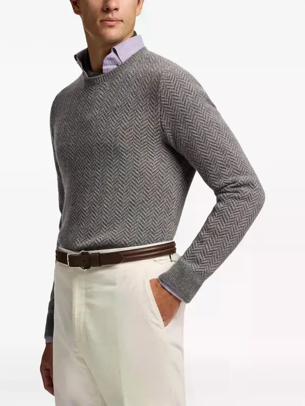 Ralph Lauren Purple Label Herringbone Crew Neck Sweater