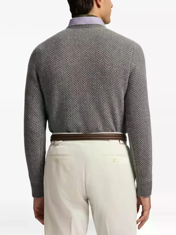 Ralph Lauren Purple Label Herringbone Crew Neck Sweater