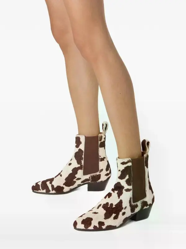 ODISSI Ella Cow Print Ankle Boots