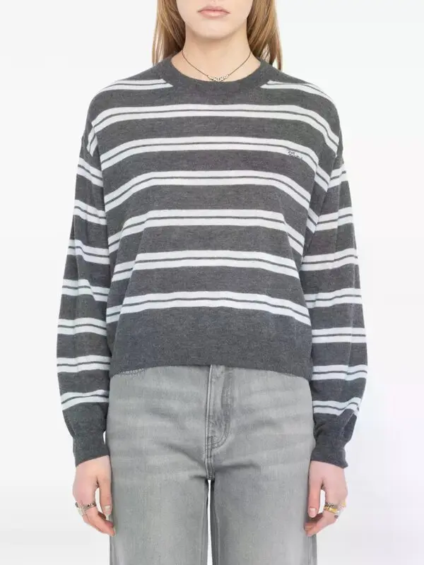 Zadig&Voltaire Swapy" Striped Cashmere Sweater - Grey
